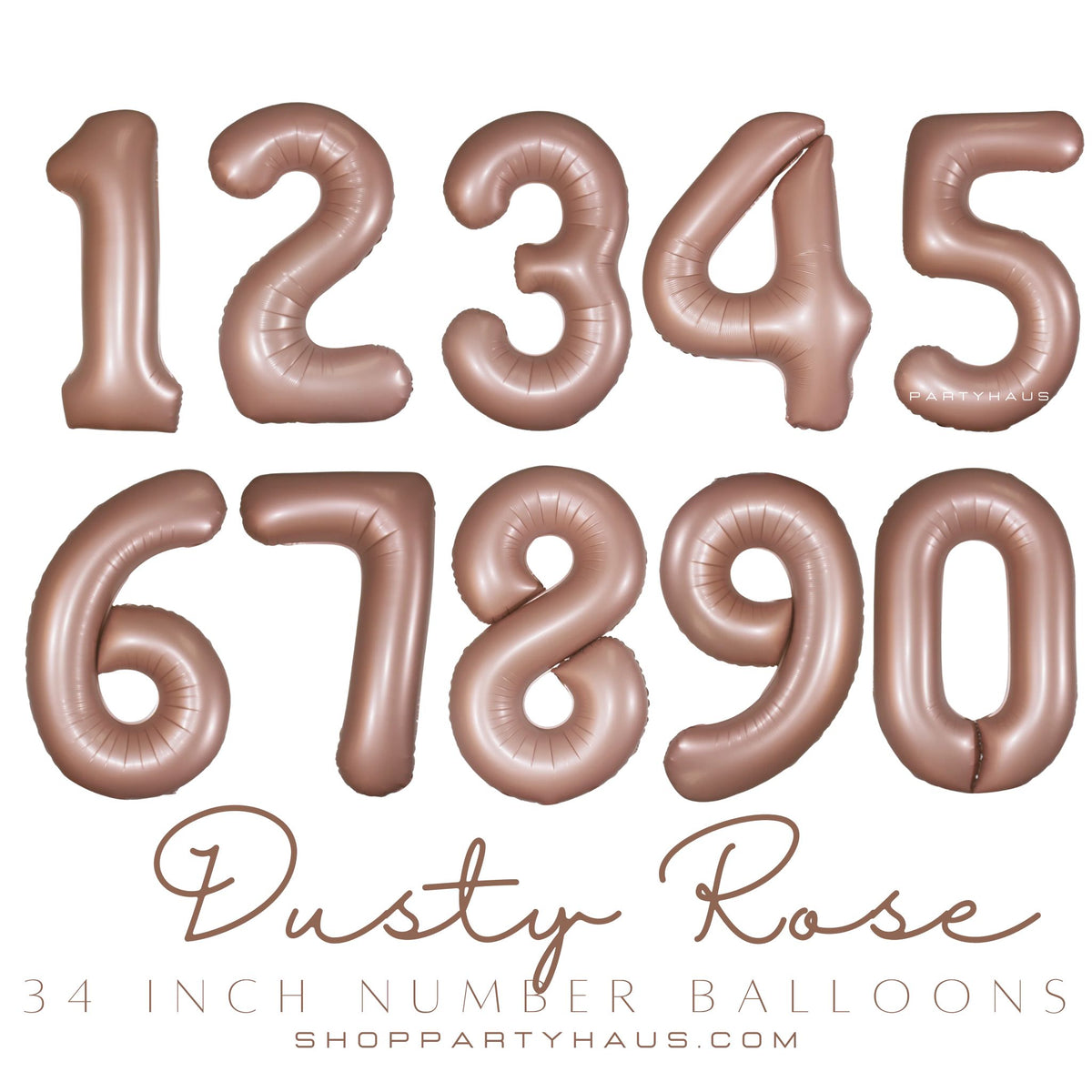 Dusty Rose Number Balloons | 34 Inch | partyHAUS