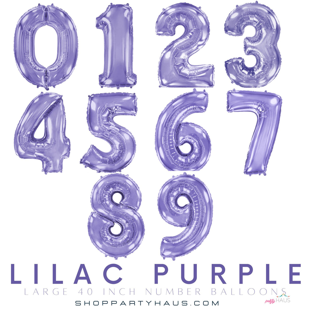 40 Inch Pastel Purple Number Balloons | partyHAUS