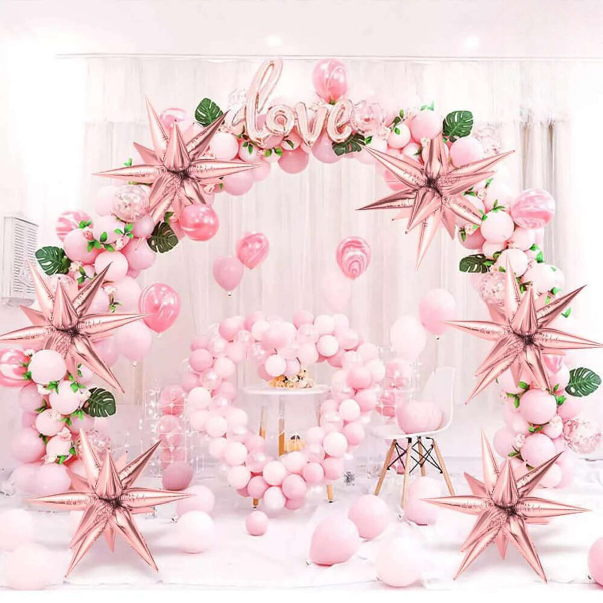 Metallic Light Pink 3D Starburst Balloons | partyHAUS