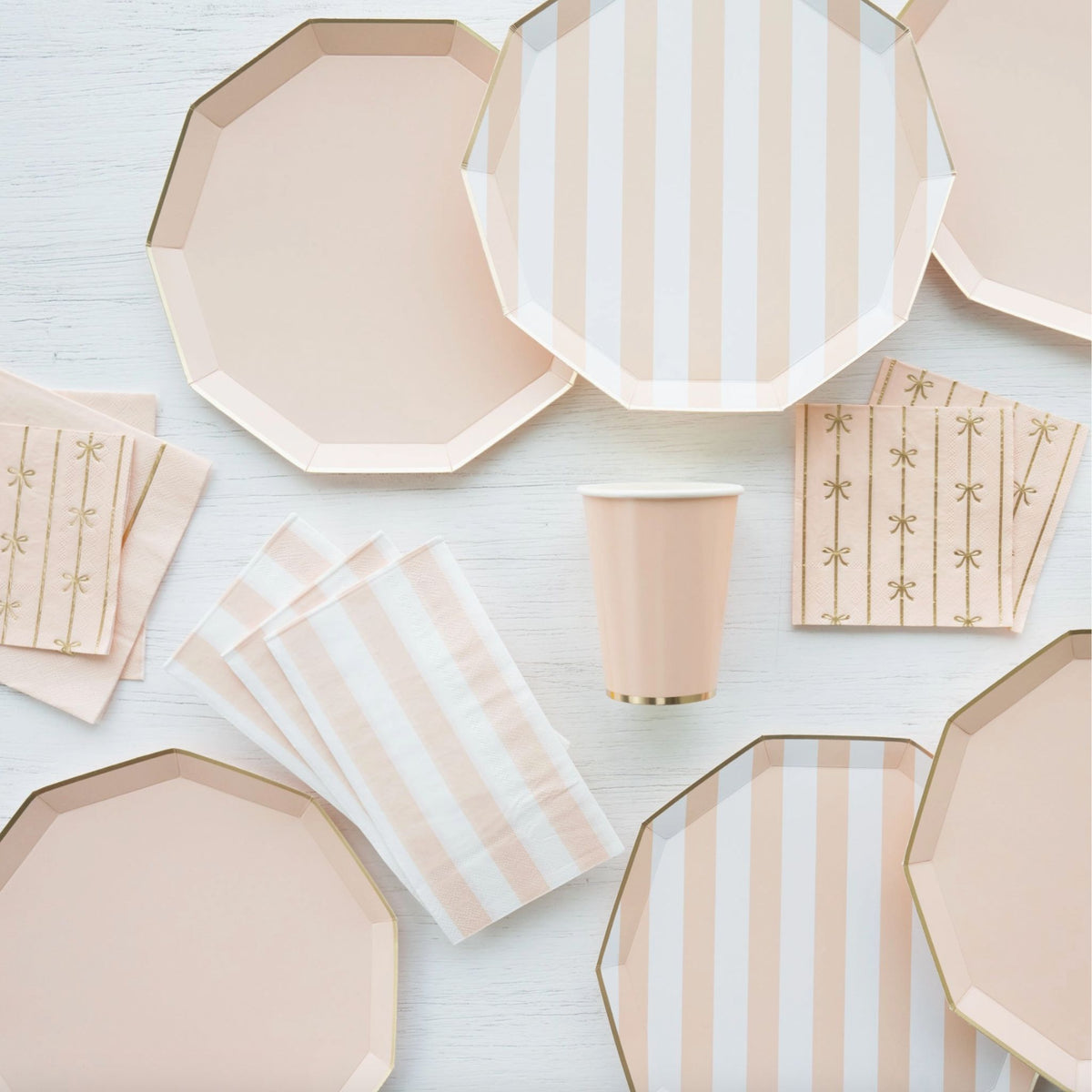 Peach Blush Striped Paper Party Plates | partyHAUS