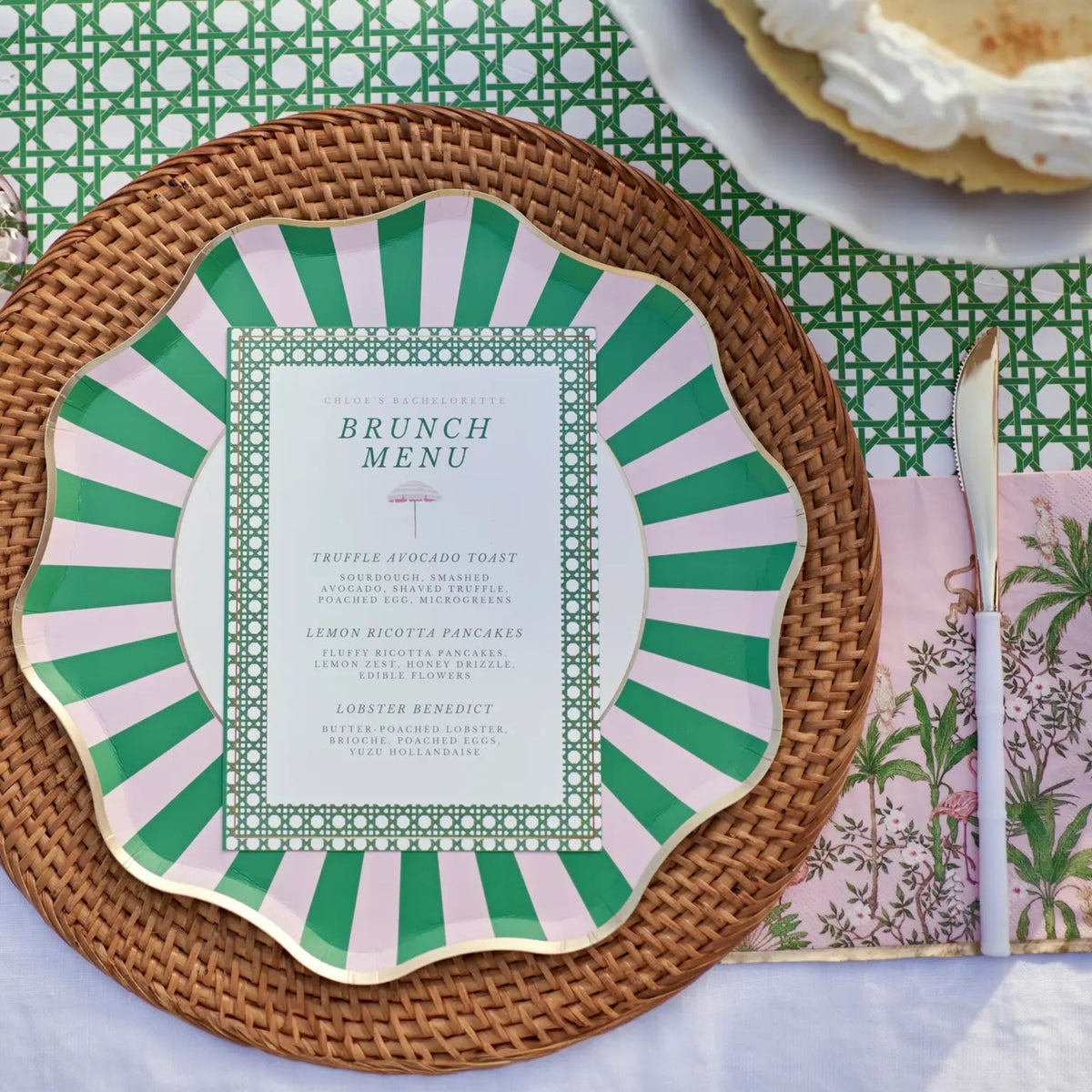 Pink & Green Cabana Striped Paper Napkins | partyHAUS