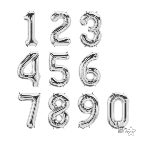 Silver Number Balloons | 16 Inch | partyHAUS