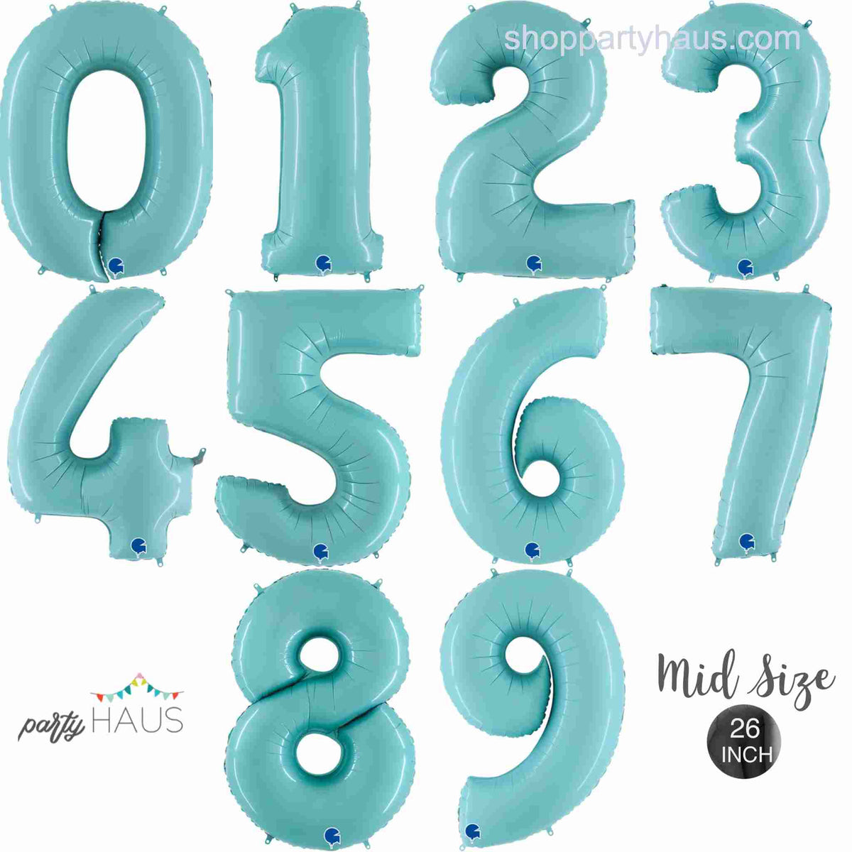 26 Inch Pastel Blue Number Balloons | partyHAUS
