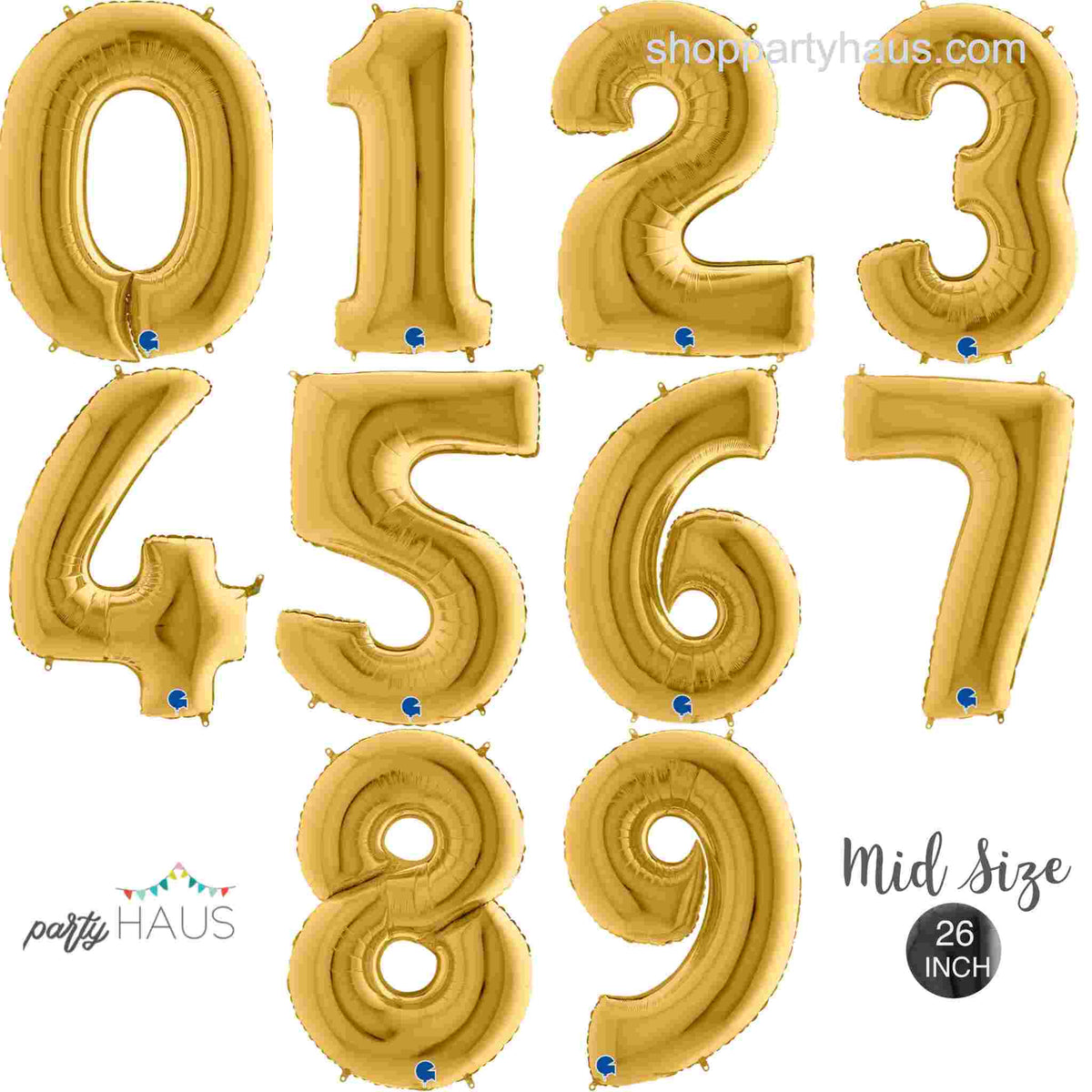 Gold Number Balloons | 26 Inch | partyHAUS