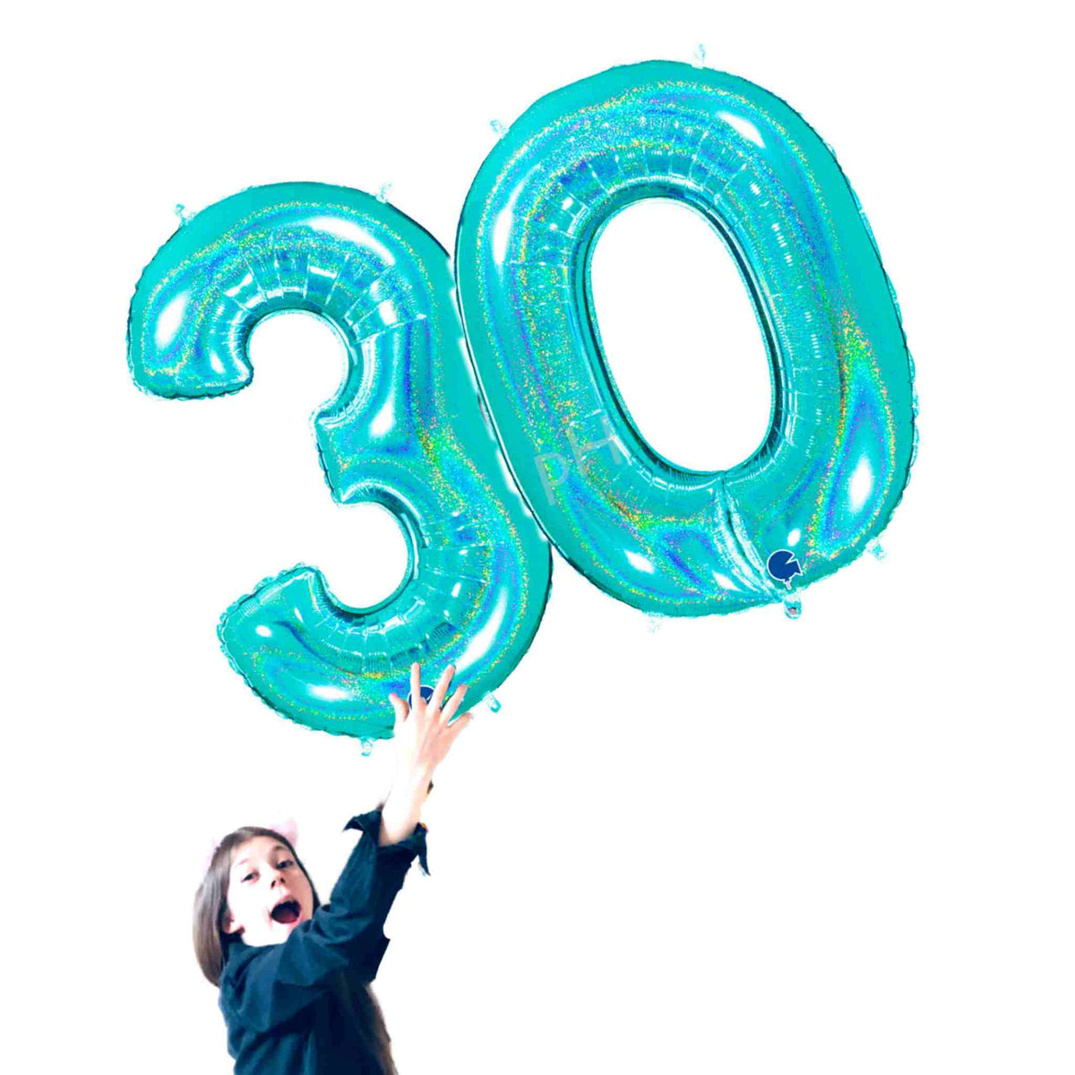 Glitter Teal Number 30 Balloons | 40 Inch | partyHAUS