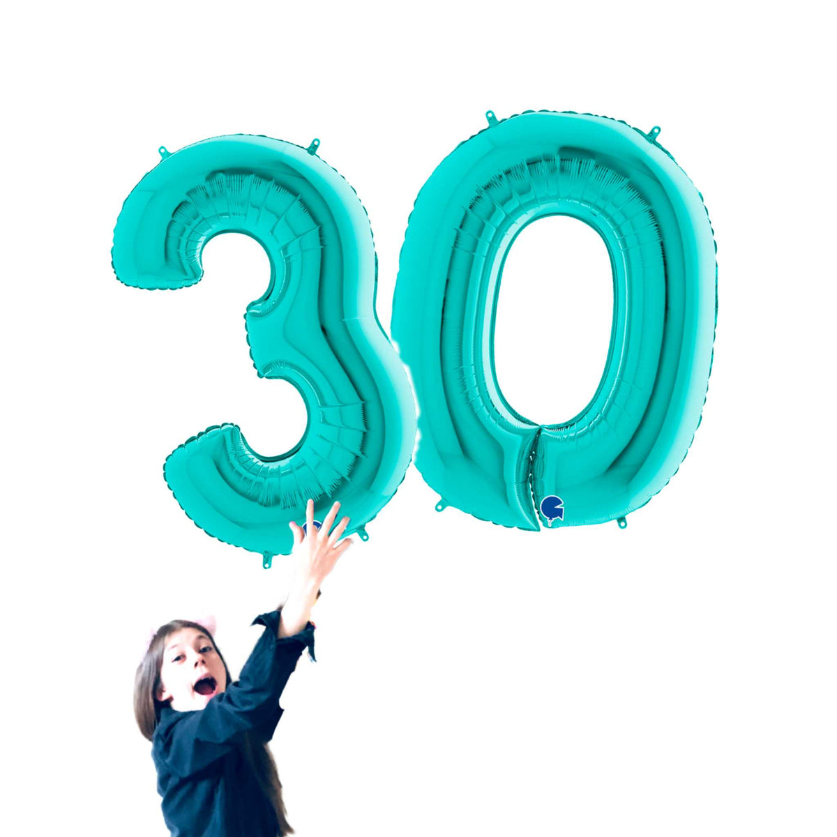 Glitter Teal Number 30 Balloons | 40 Inch | partyHAUS