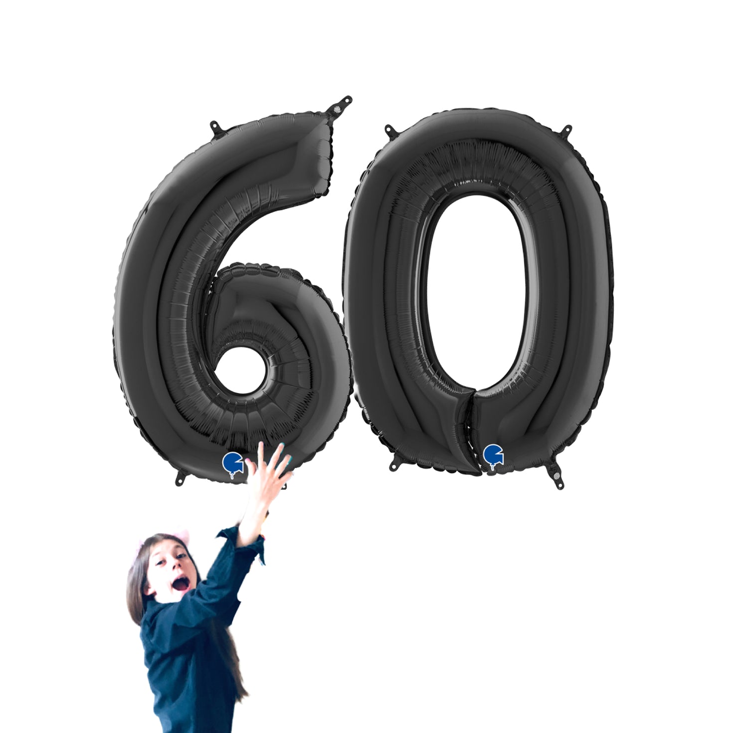 Black Number 60 Balloons | 26 Inch | partyHAUS