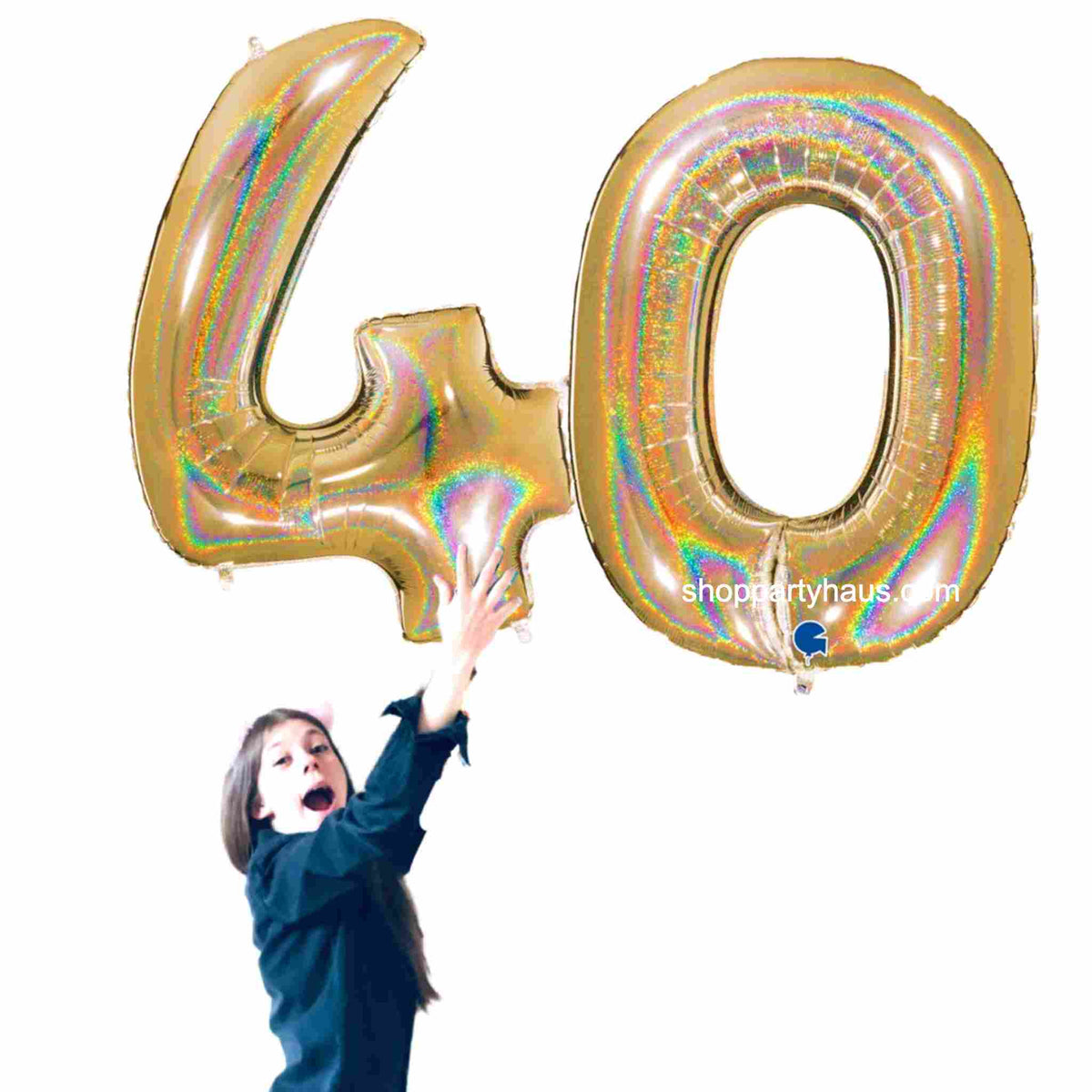 Glitter Gold Number 40 Balloons | 40 Inch | partyHAUS