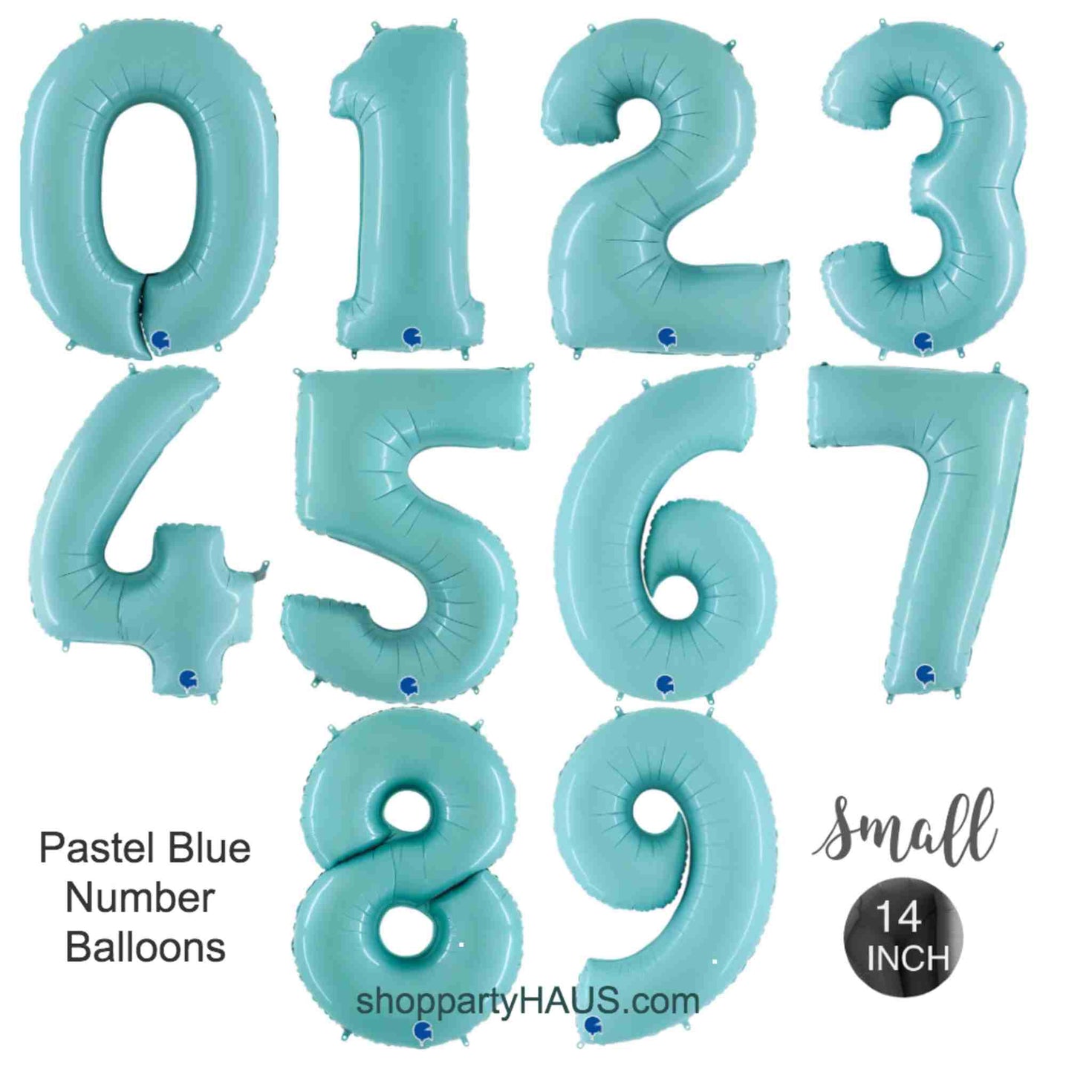 14 Inch | Pastel Blue Number Balloons | partyHAUS