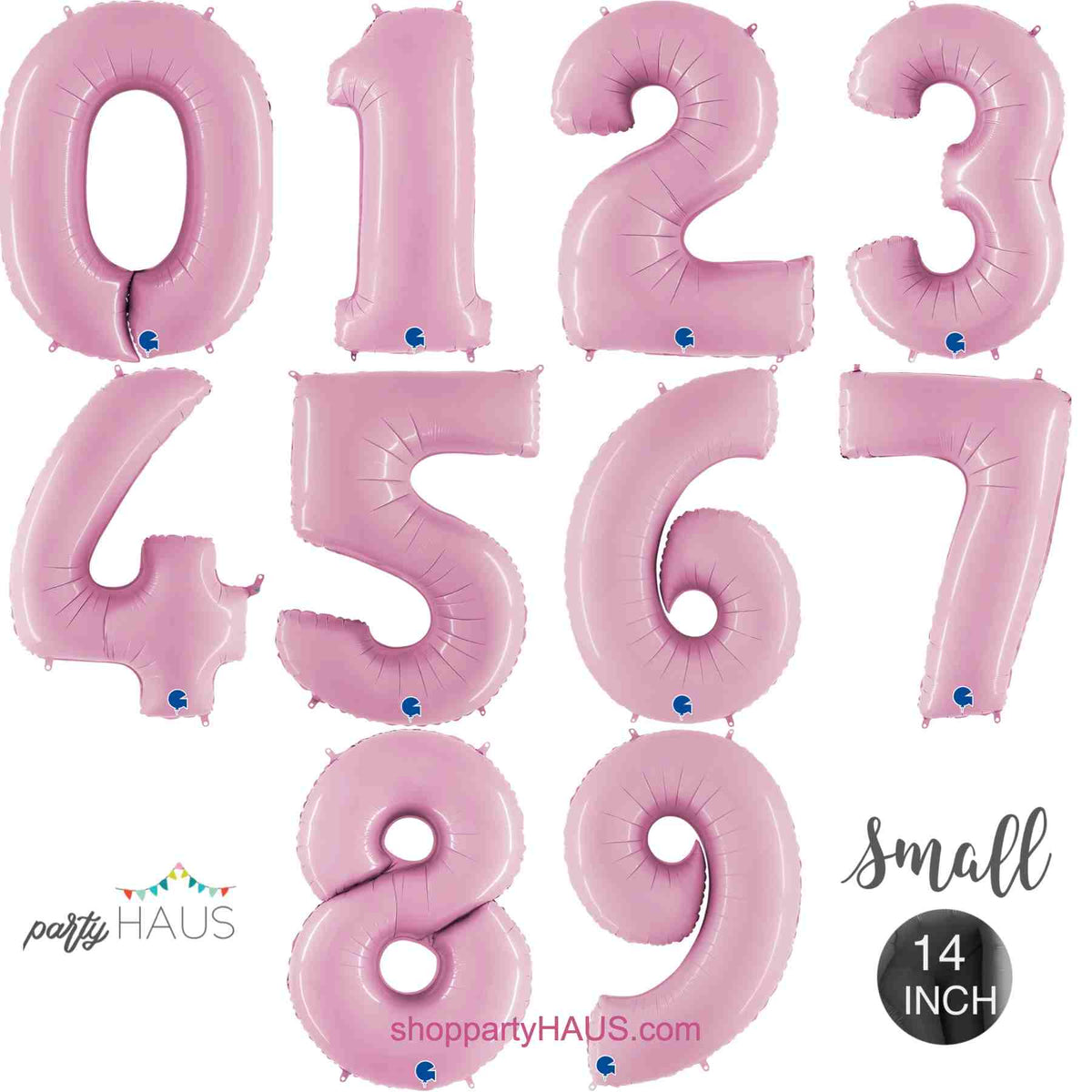 Pastel Pink Number Balloons | 14 Inch | partyHAUS
