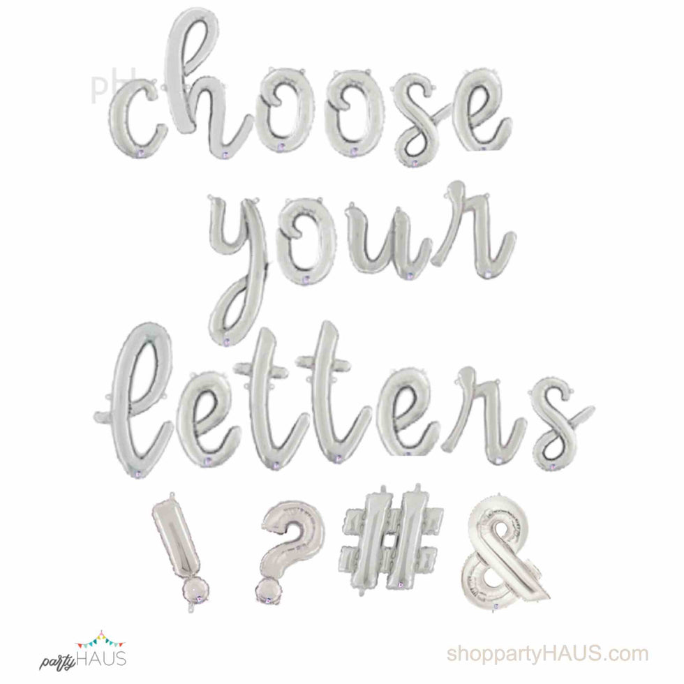 Silver Script Letter Balloons | partyHAUS