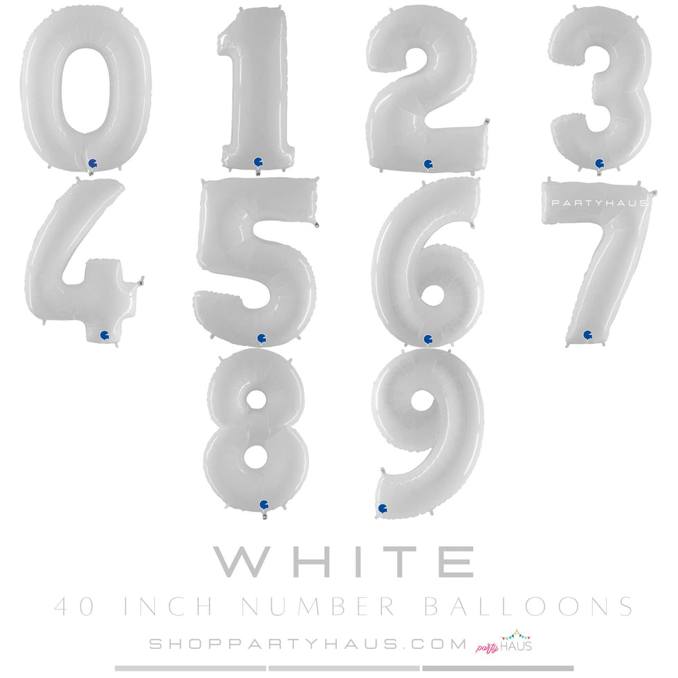White Number Balloons | 40 Inch | partyHAUS